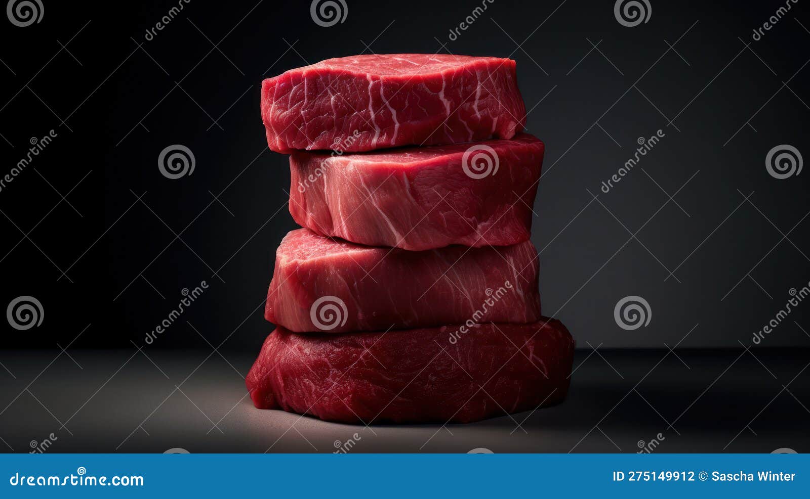PpMeat Lover S Delight: a High Stack of Raw Beef Steaks Stock ...