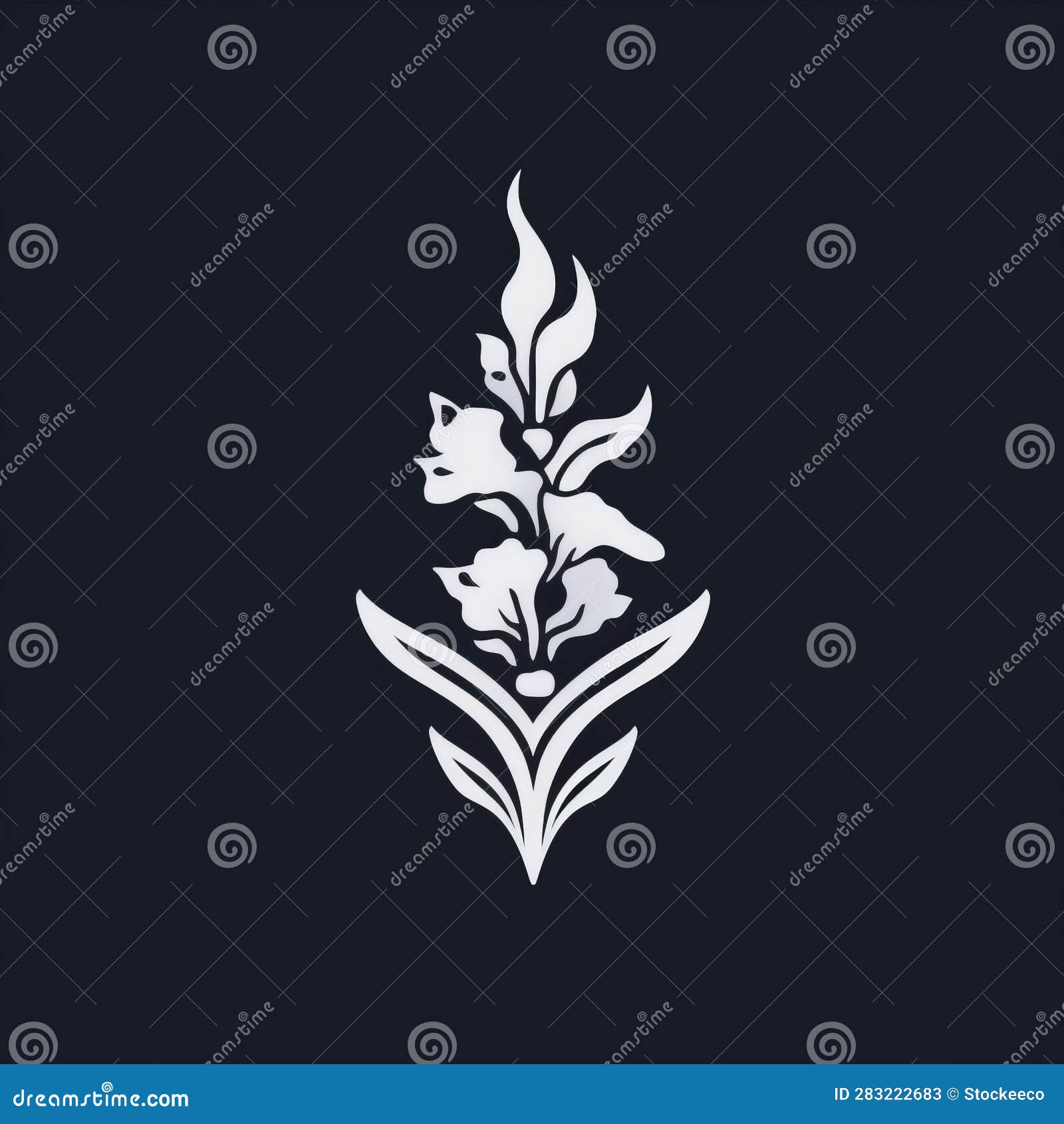Arctic White Snapdragon Logo on Black Background Stock Illustration ...