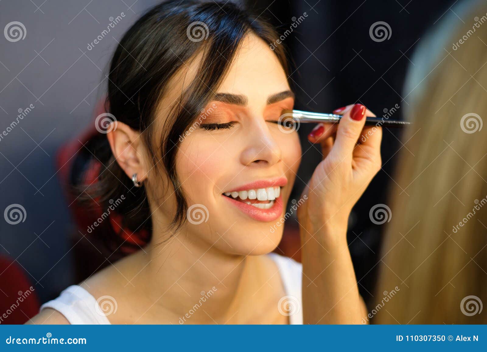 Photo of Female Model and Stylist with Brush Stock Photo - Image of ...