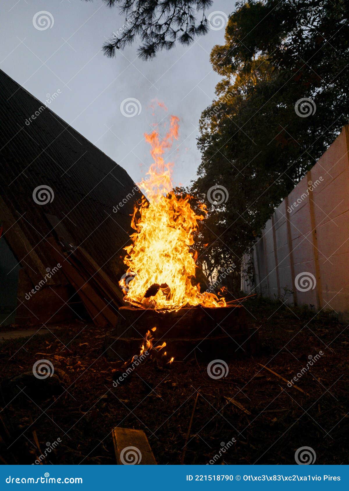 Photo of a Fire Pit during a Cold Late Afternoon Stock Photo - Image of ...