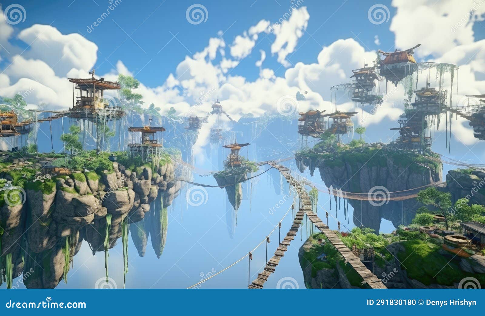 Photo of Floating Houses in the Sky Stock Illustration - Illustration ...