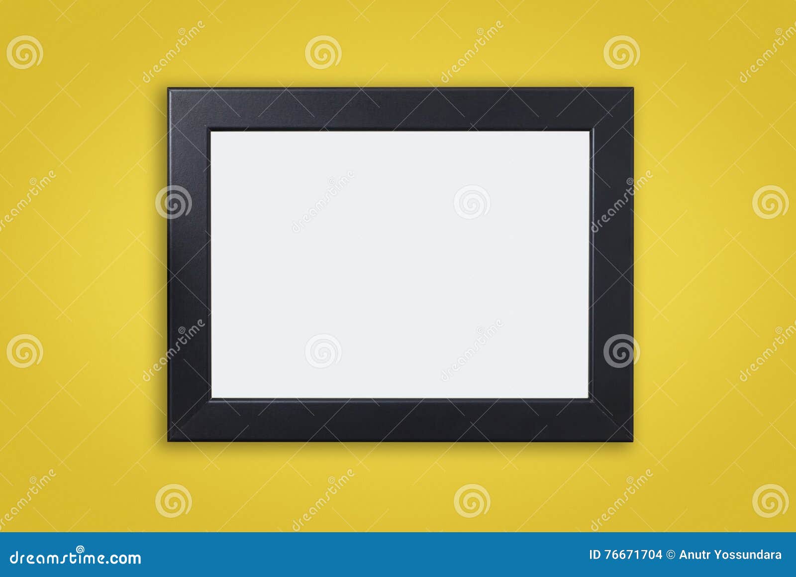 Photo Frame with Black Border on Yellow Wall. Stock Photo - Image of ...