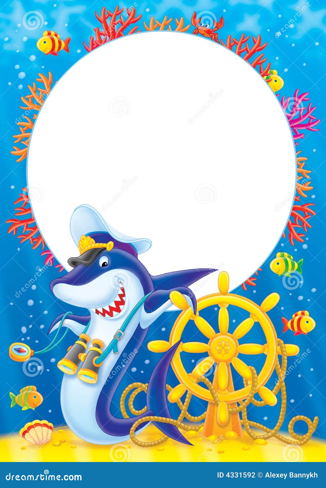 Photo-frame Captain Shark stock illustration. Illustration of tropical ...