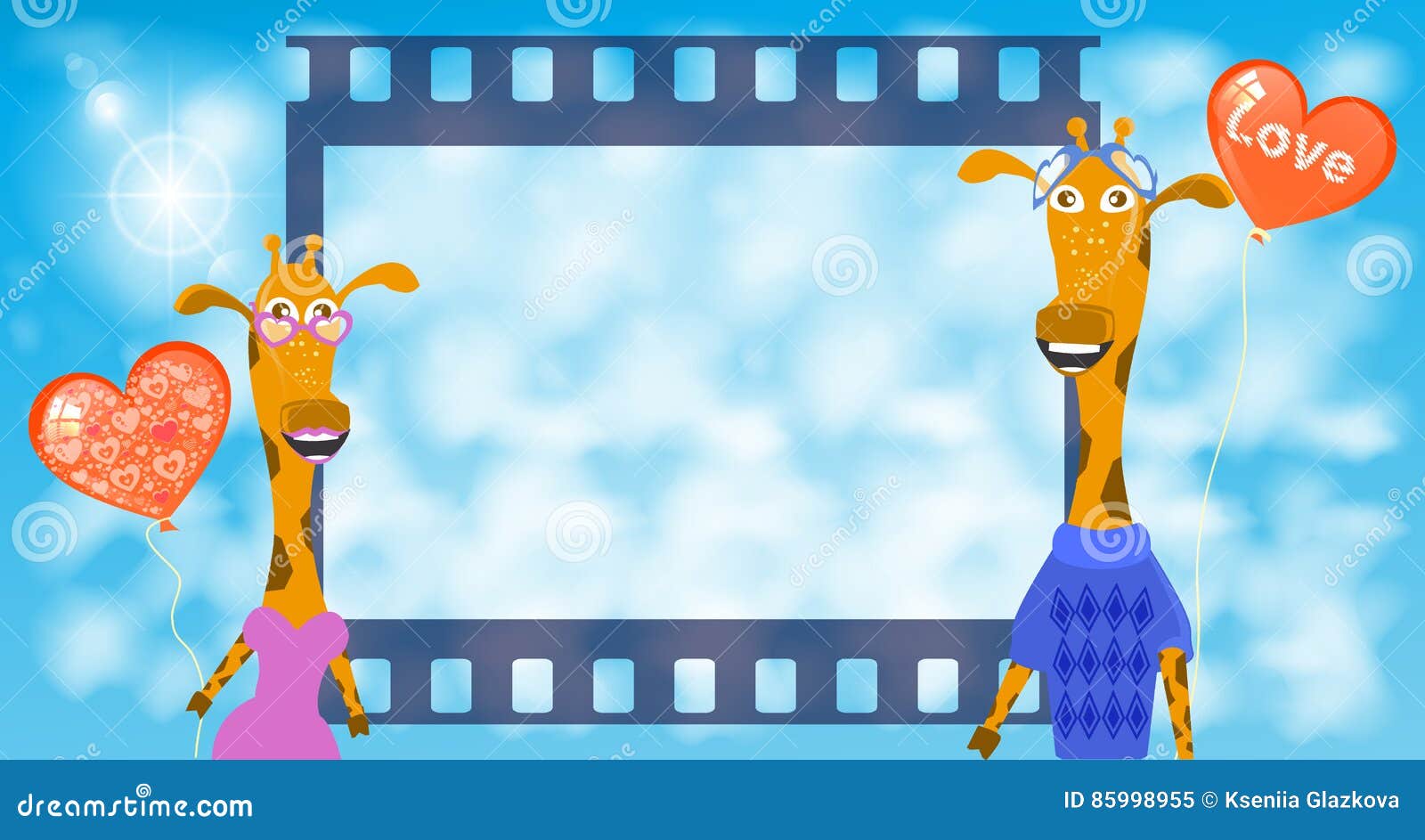 Photo Frame Funny Giraffes. Vector Stock Vector - Illustration of ...