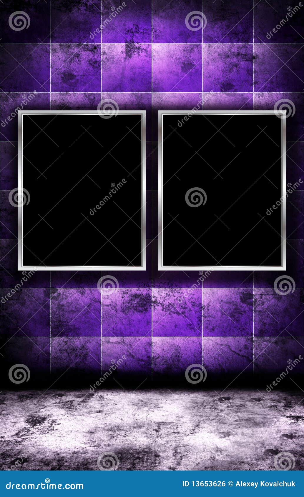 Photo frame on grunge wall stock illustration. Illustration of wall ...
