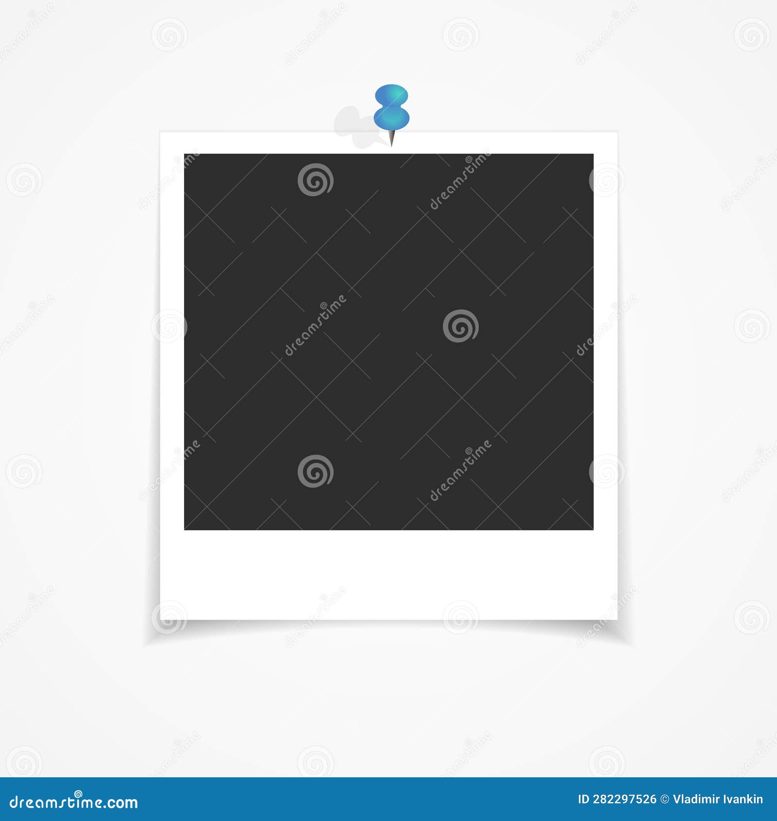 Photo Frame Isolated on White Background and Pinned Push Button Stock ...