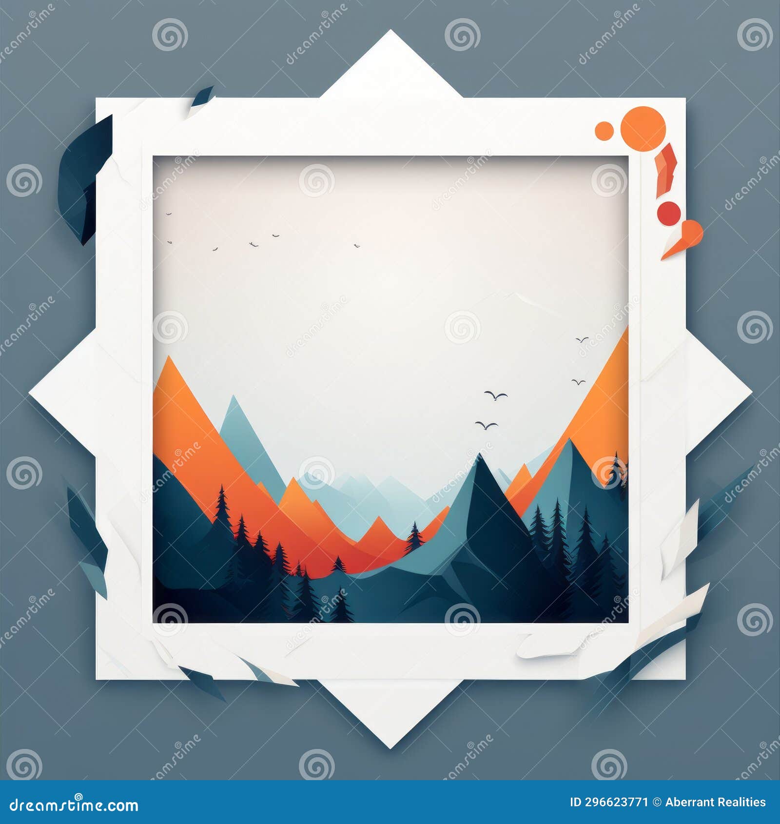 A Photo Frame with Mountains and Trees in the Background Stock ...