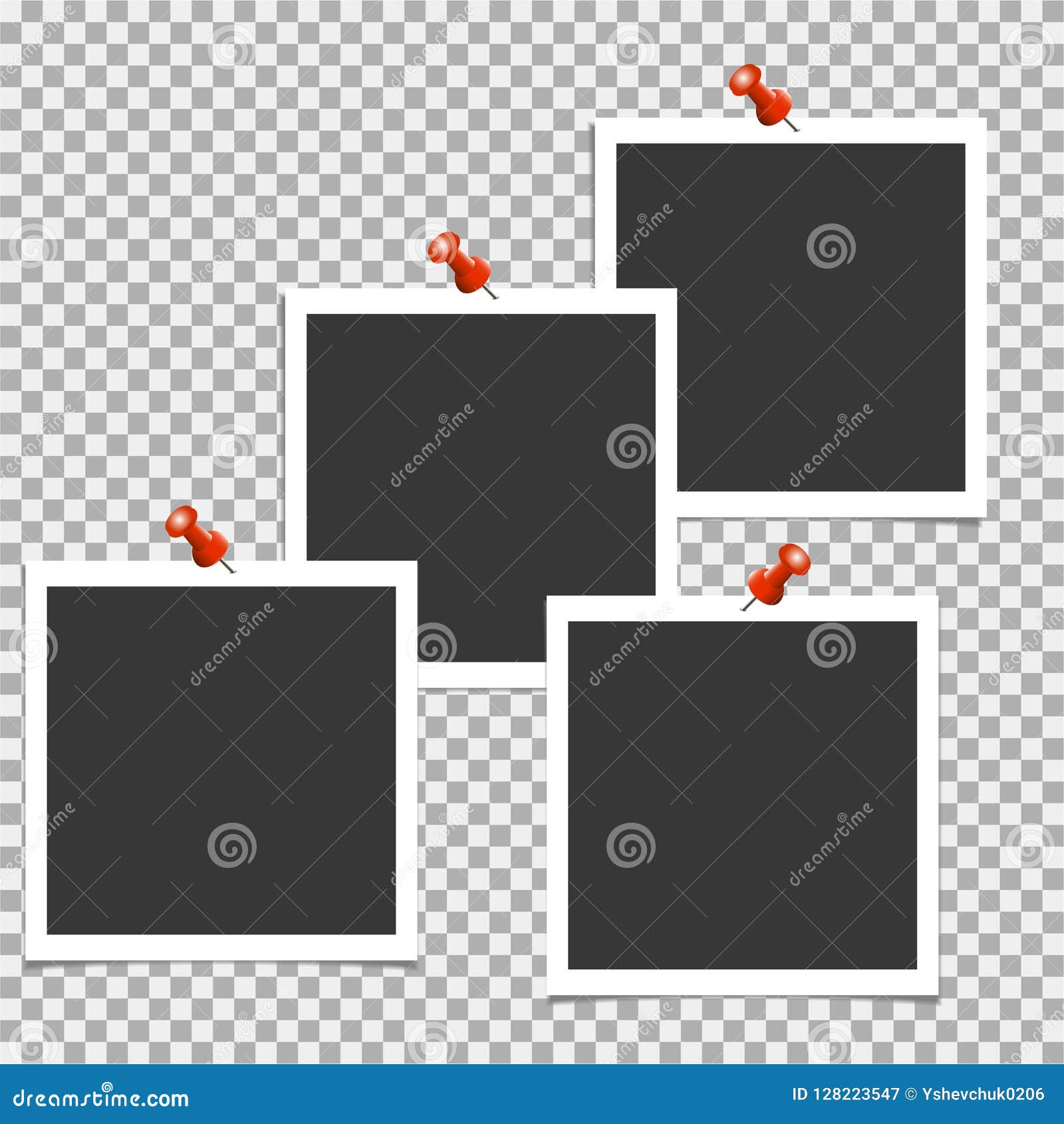 Polaroid Photo Frame with Pin on Grey Background. Vector Illustration ...