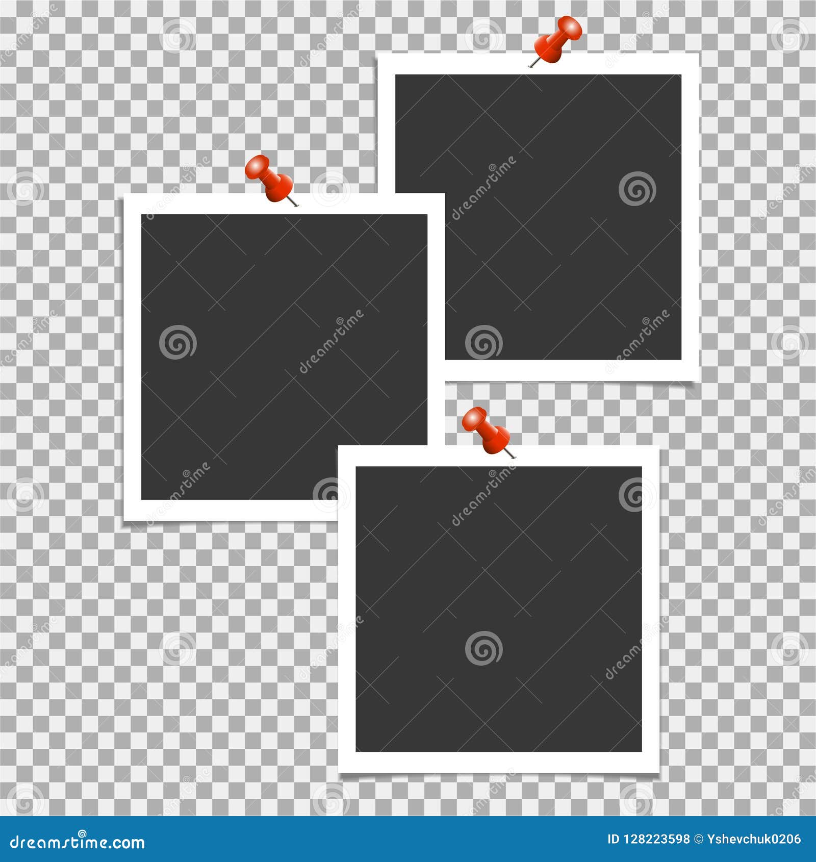 Polaroid Photo Frame with Pin on Grey Background. Vector Illustration ...