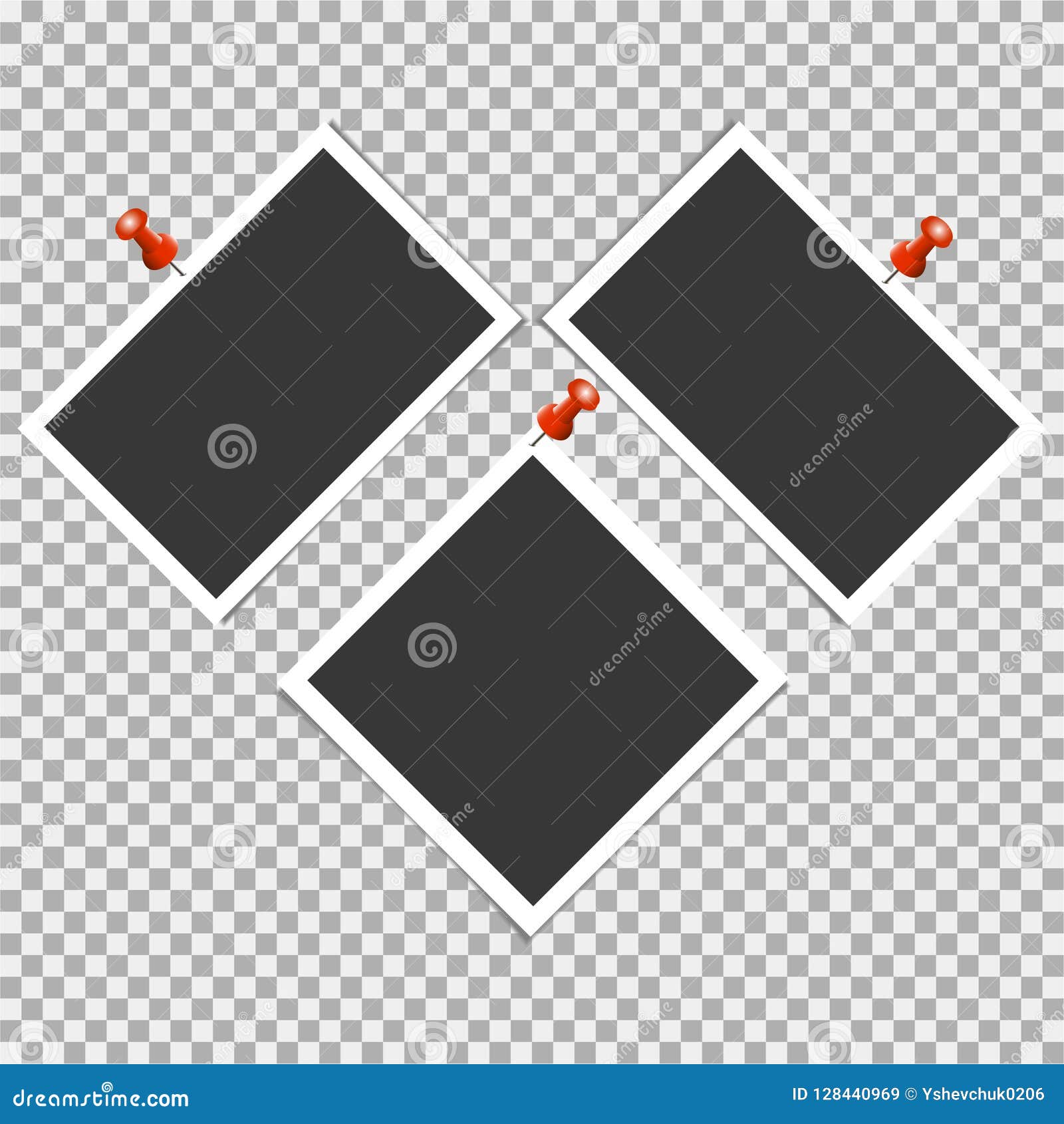 Polaroid Photo Frame with Pin on Grey Background. Vector Illustration ...