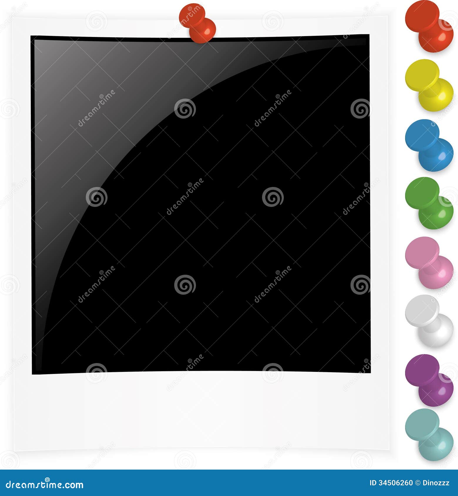 Photo frame with pin set stock vector. Illustration of album - 34506260