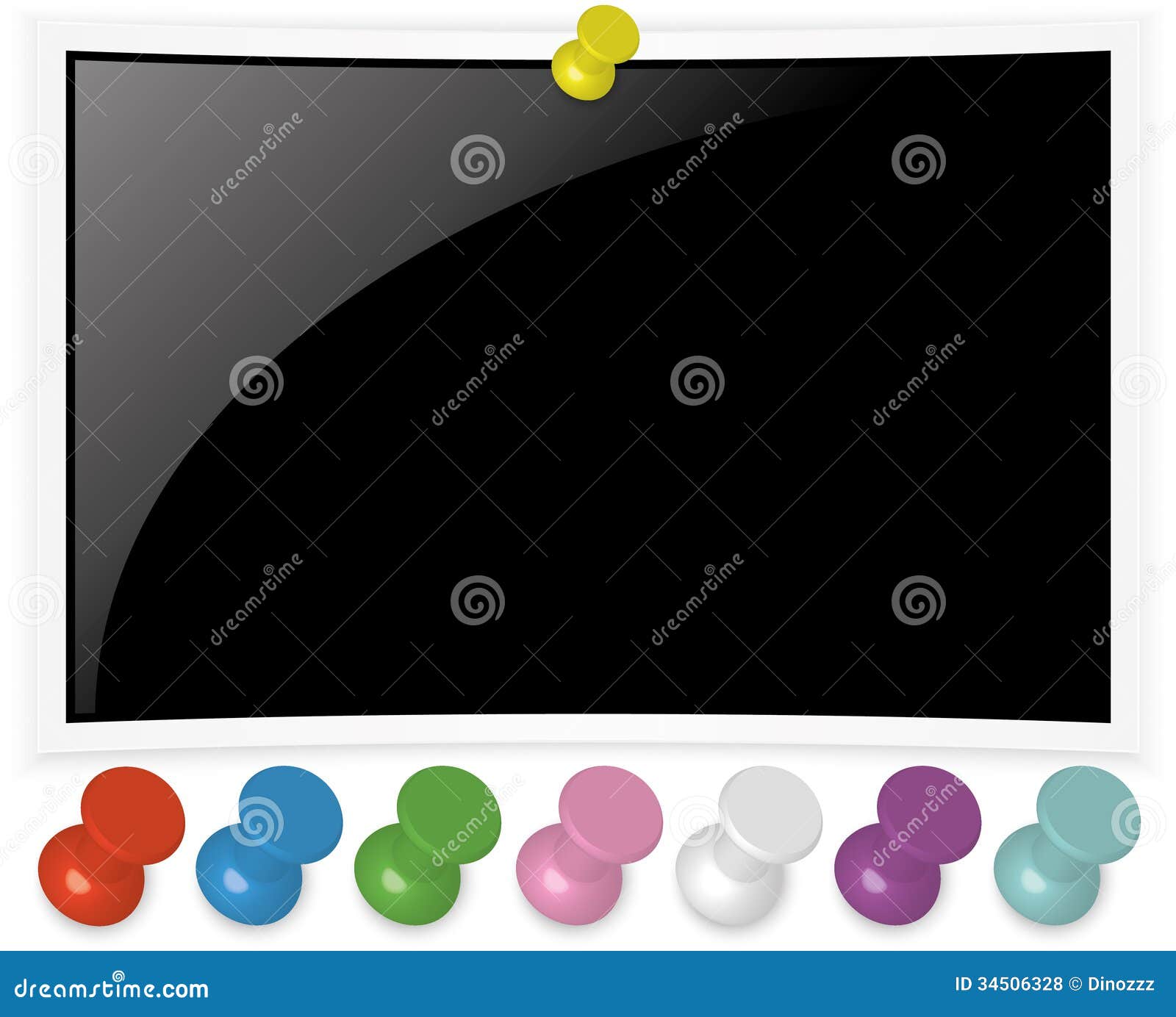 Photo frame with pin set stock vector. Illustration of icon - 34506328