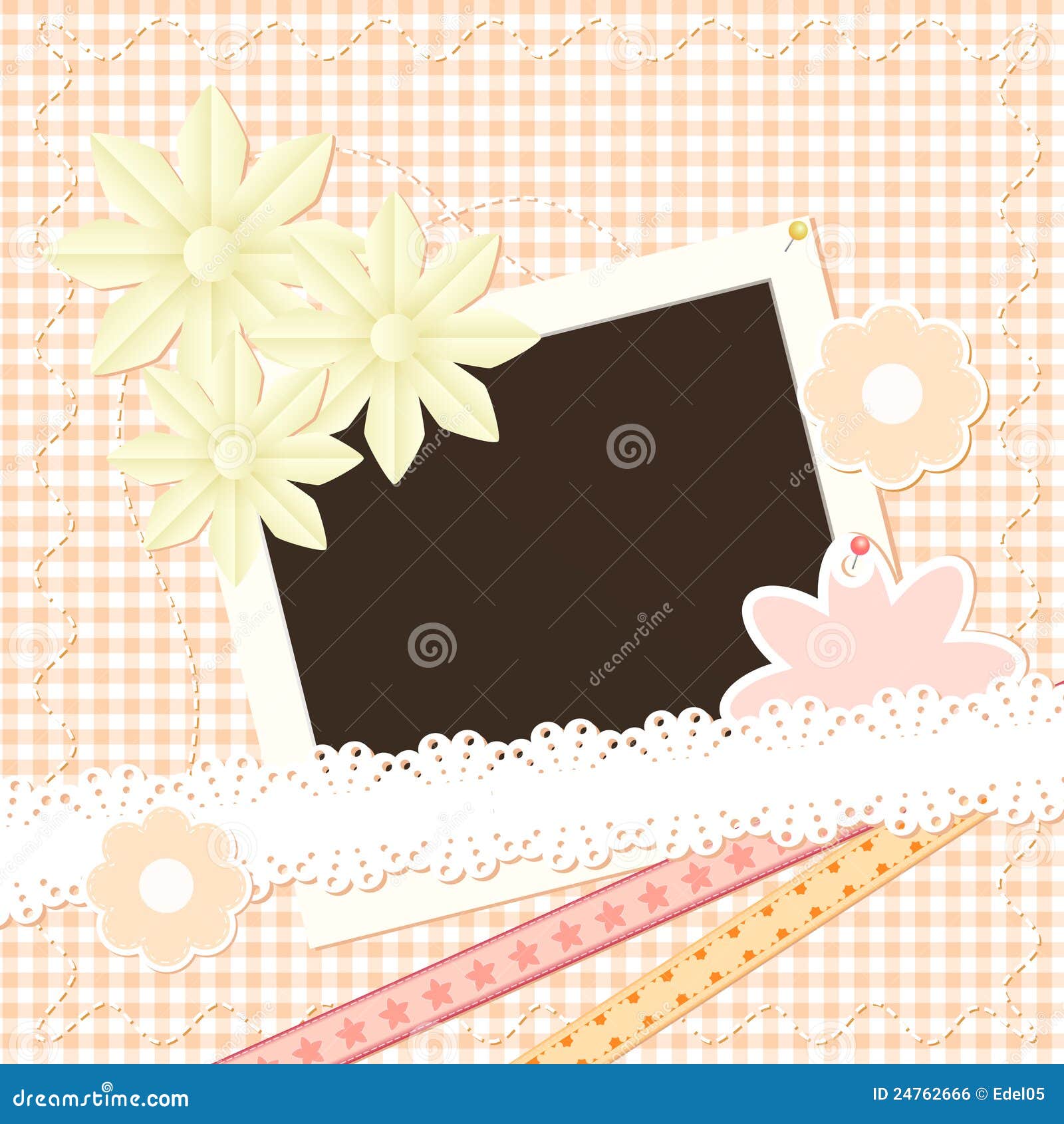 Photo Frame on Plaid Background Stock Vector - Illustration of lace ...