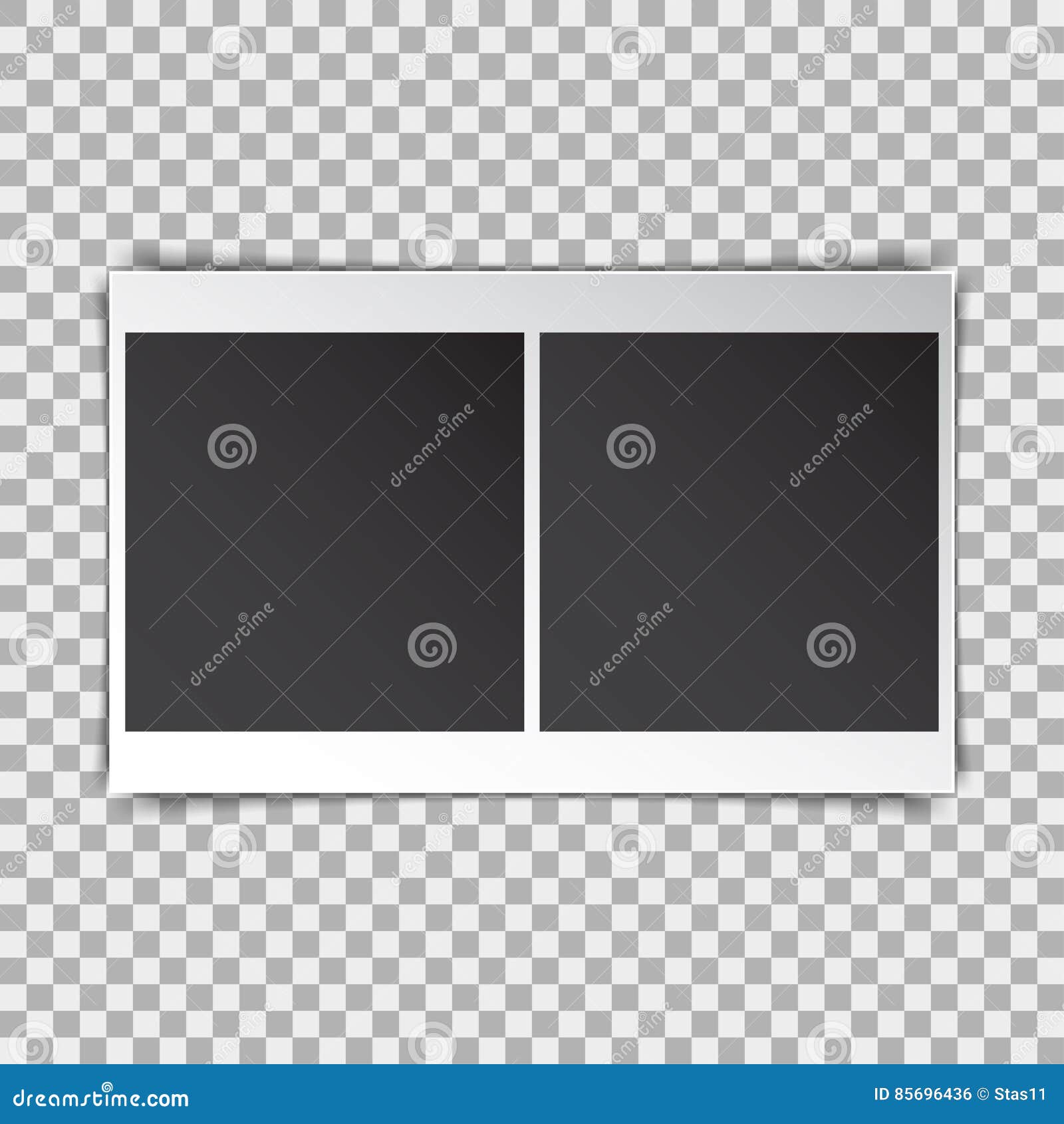 Photo Frame Retro with Shadow on a Transparent Background Stock ...