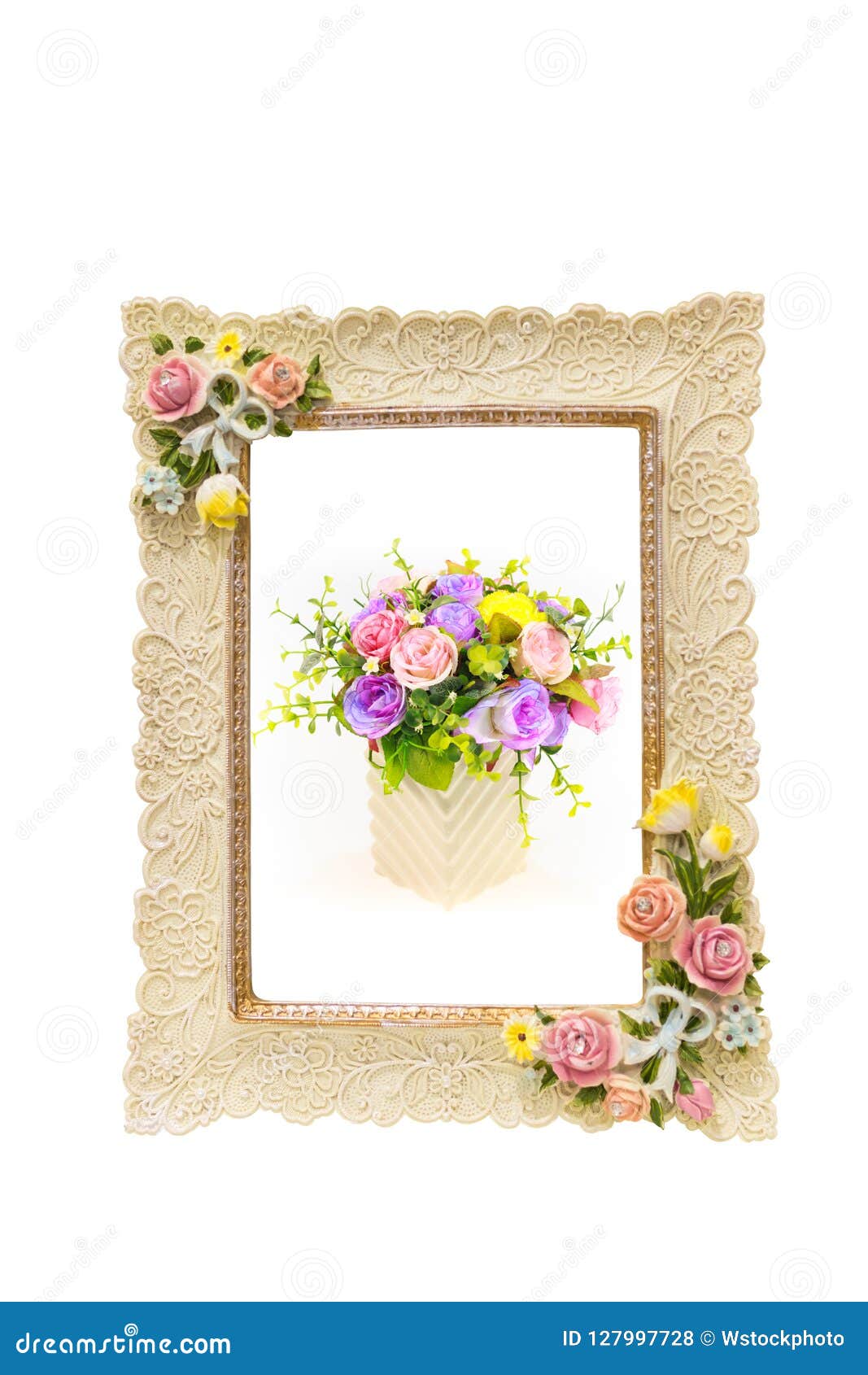 Photo Frame with Rose Texture Around Border Isolated on White an Stock ...