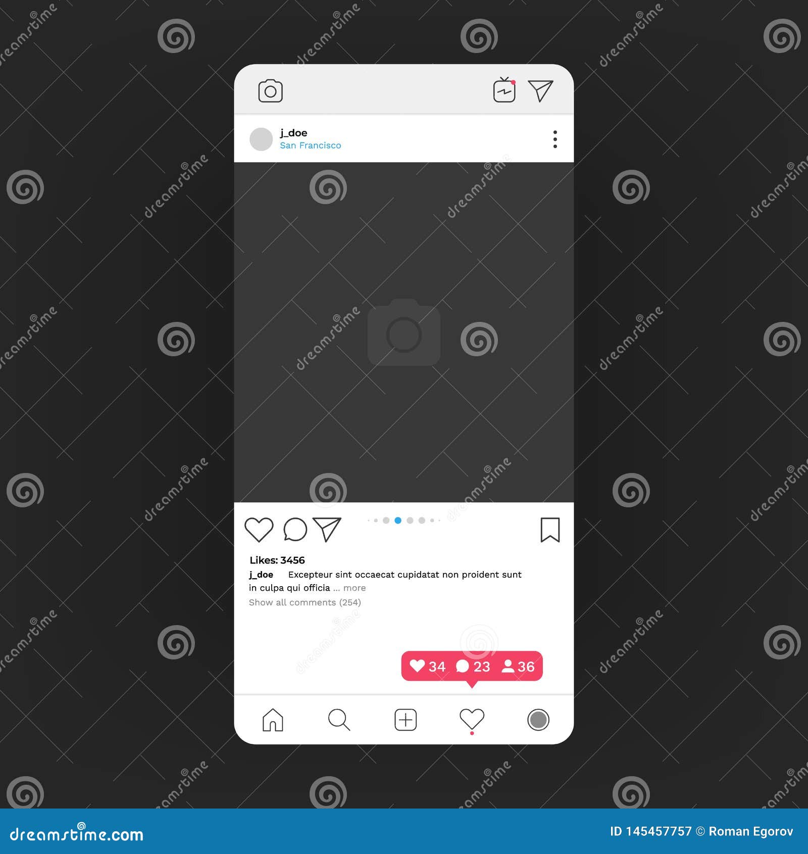 Insta Profile Interface. Social Media Personal Screen, Mobile ...