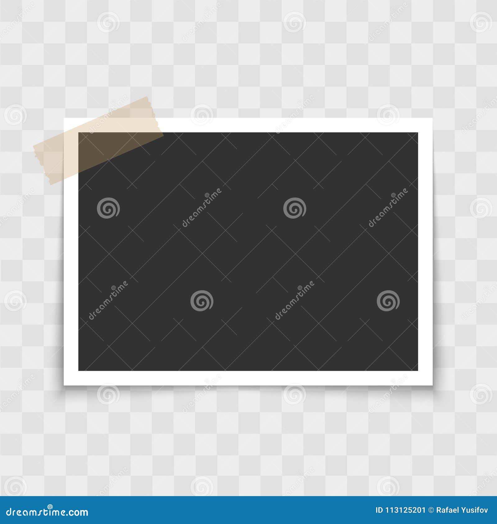 Photo Frame with Sticky Tape on Transparent Background. Vector. Stock ...