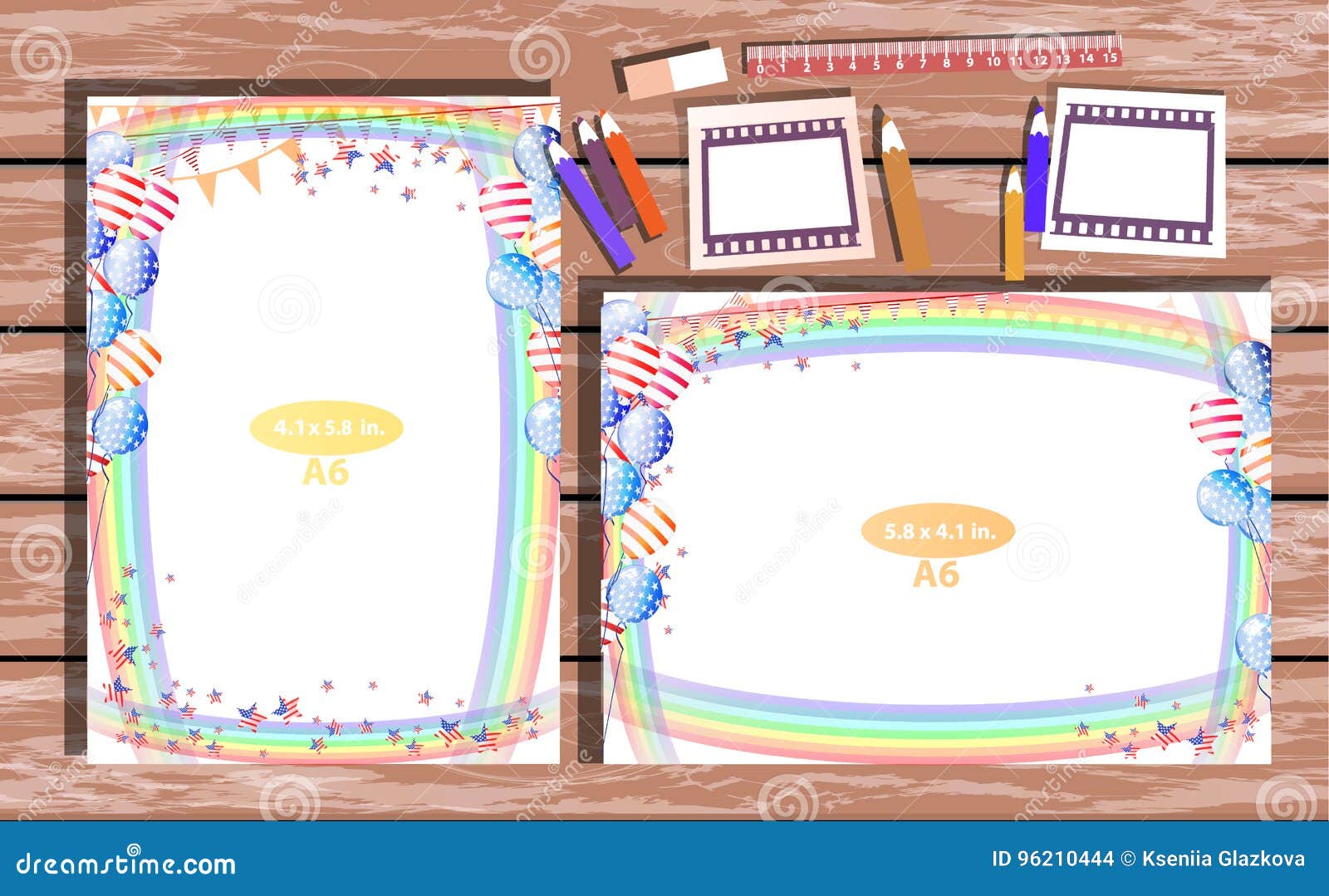 Photo Frame on the Table. Horizontal and Vertical Stock Illustration ...