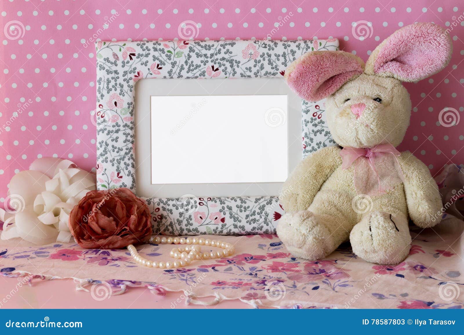Photo Frame with Teddy Rabbit Stock Image - Image of simple, classic ...