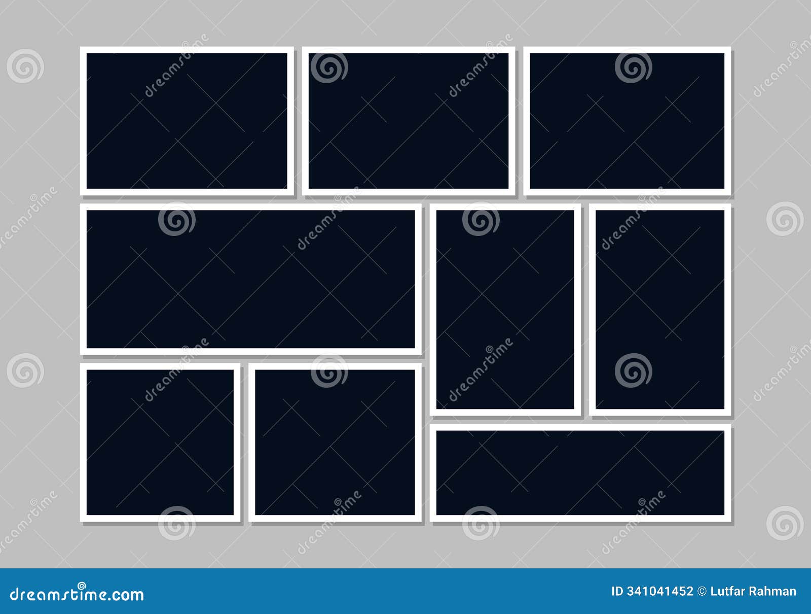 Photo Frame Template with Collage Grid Effect Stock Vector ...