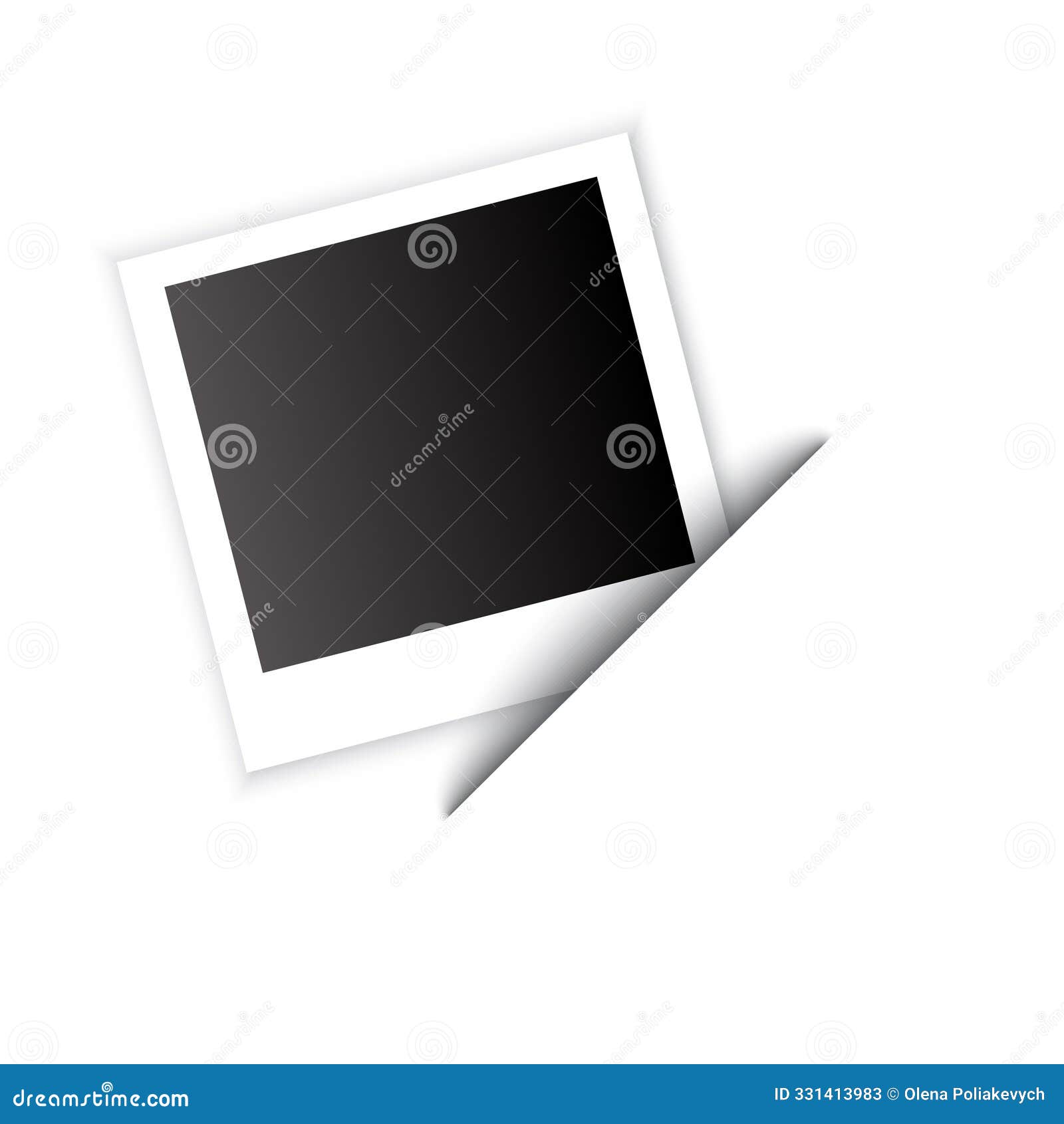 Photo Frame Vector. Blank Black Square. Curled White Corner. Minimalist ...
