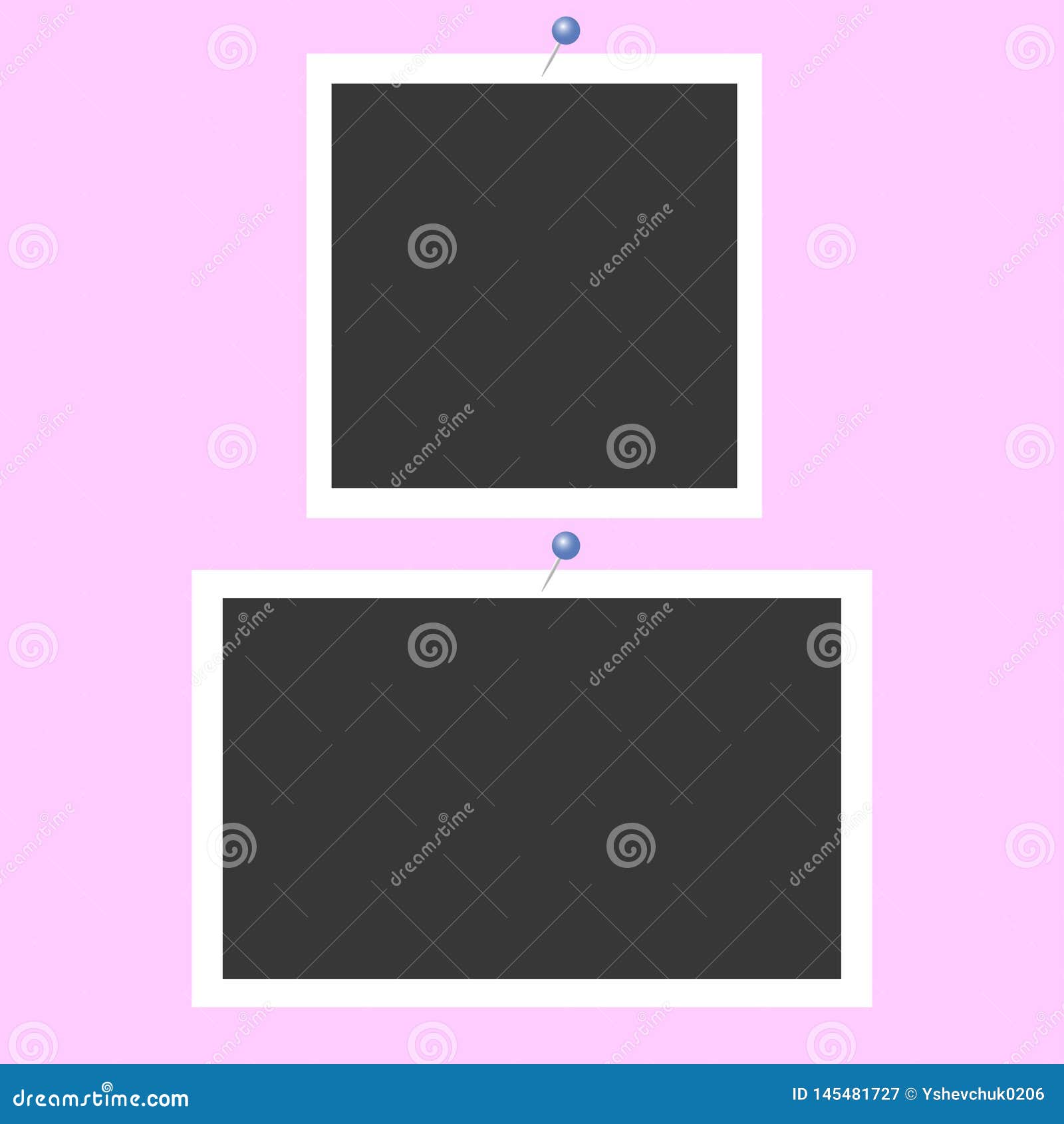 Photo Frame, Vector with Pin, Staple, Paper Clip. Template. Vector ...