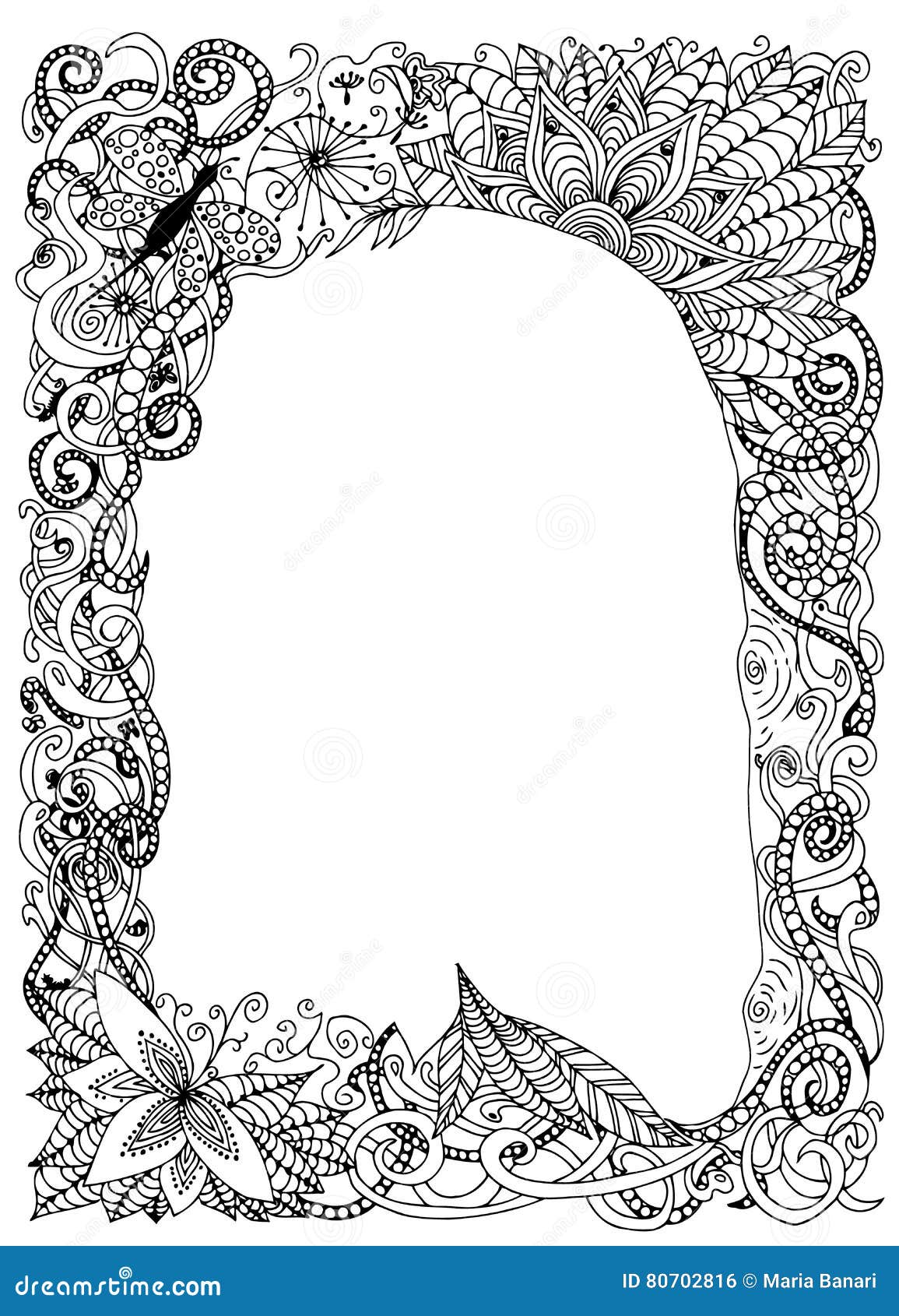 Photo Frame. Zentangle in Black and White. Stock Vector - Illustration ...
