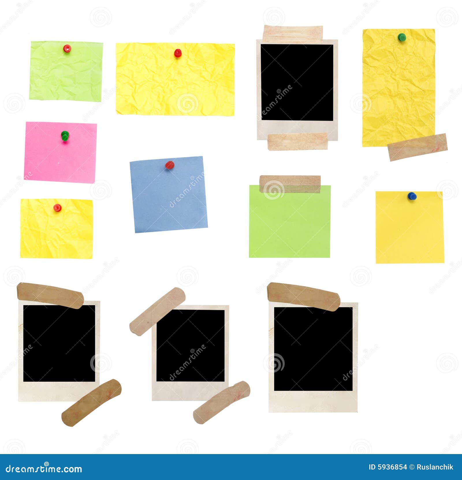 Photo Frames and Colored Empty Notes Stock Photo - Image of reminder ...
