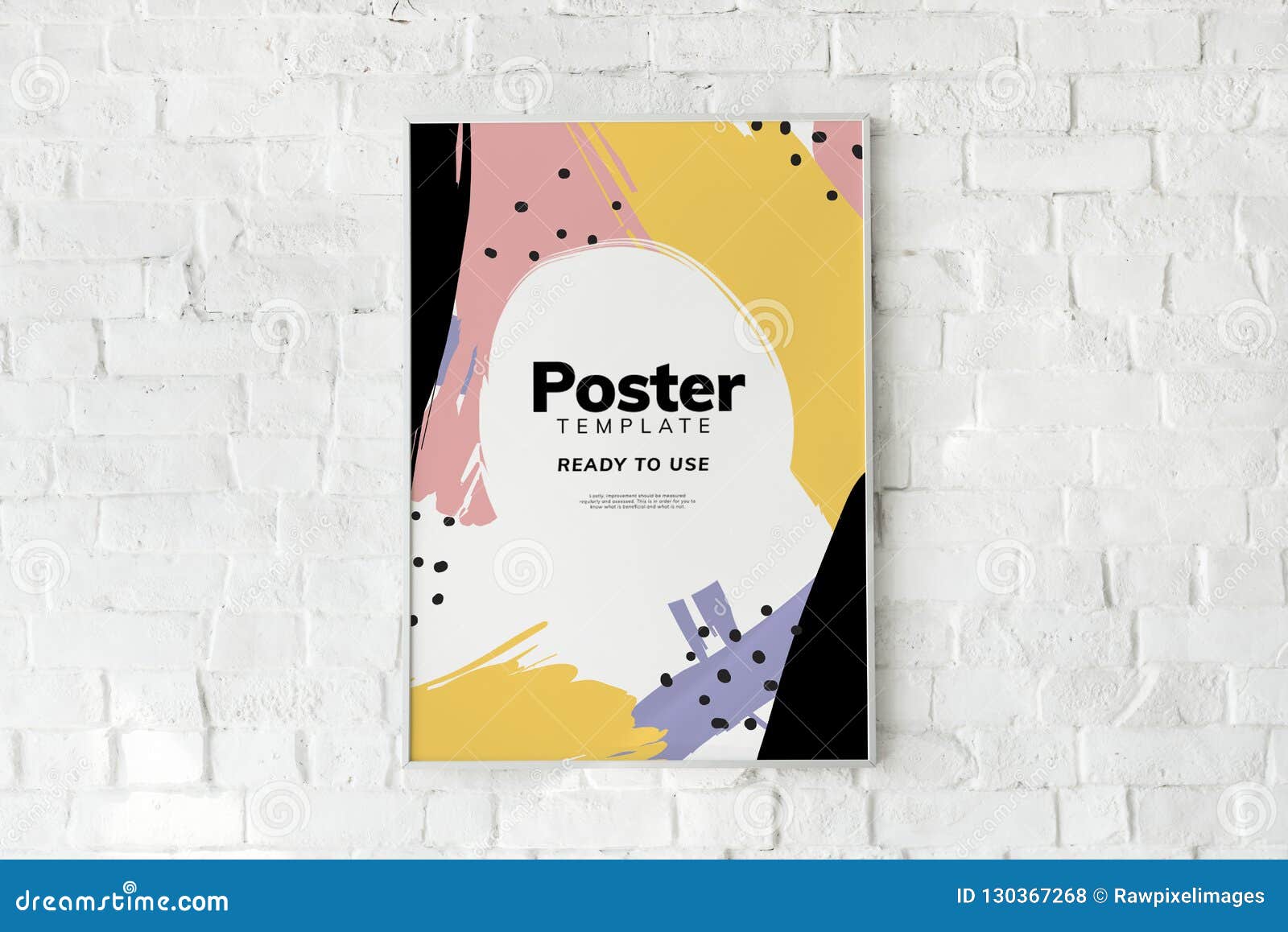 Colorful Poster Template on a White Brick Wall Stock Photo - Image of ...