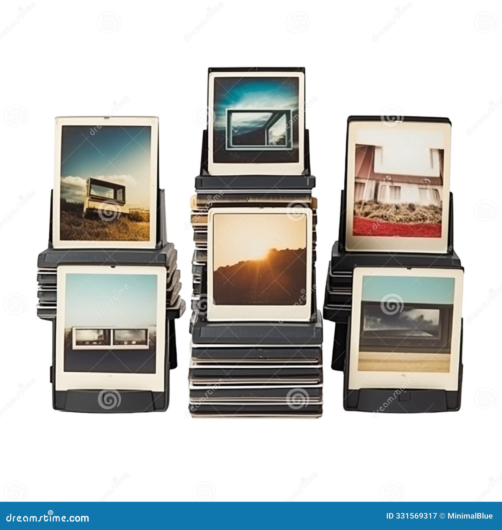 Photo Frames Stacks Isolated on White Background Stock Illustration ...