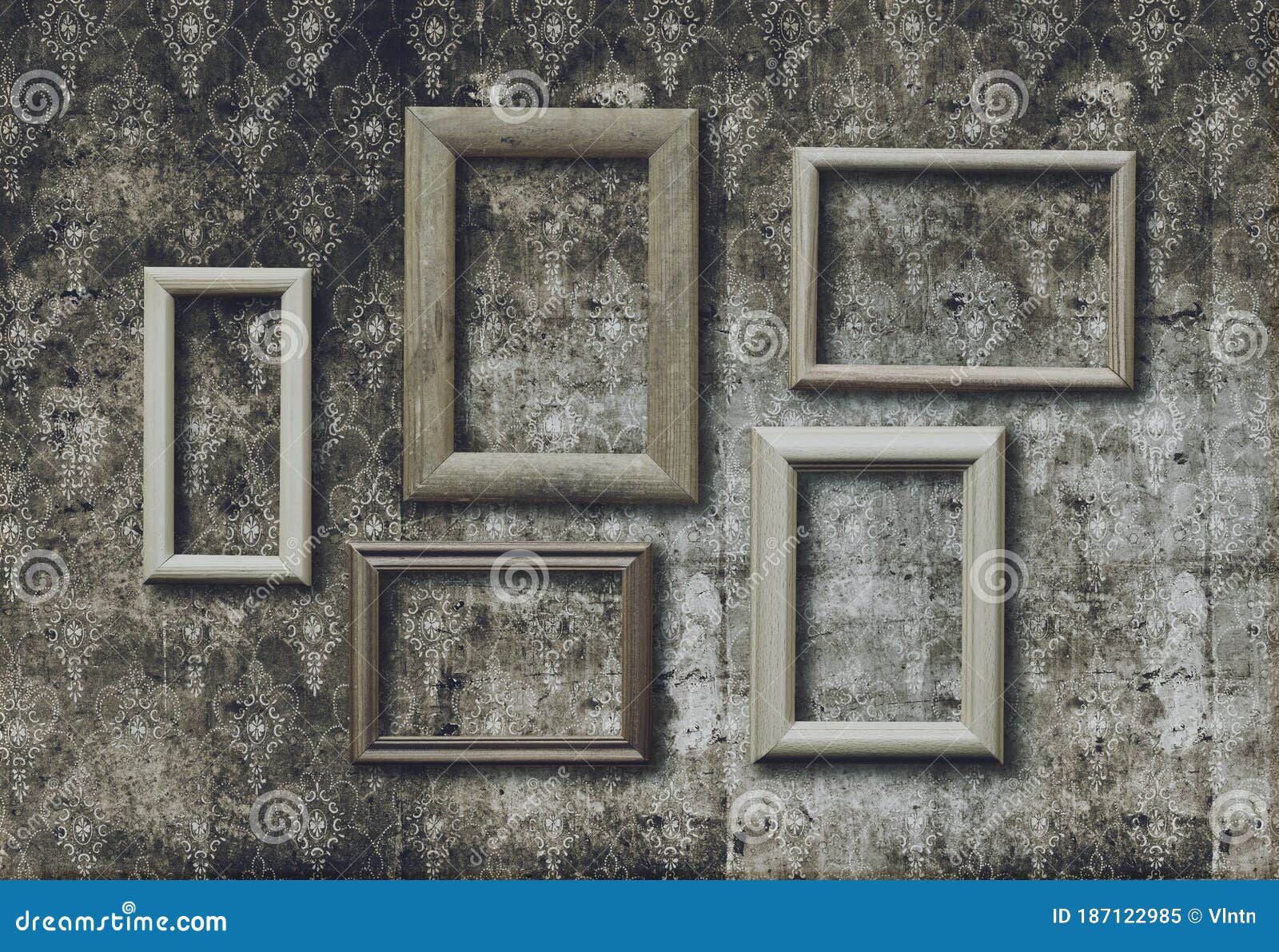 Photo frames on wall stock image. Image of grunge, pattern - 187122985
