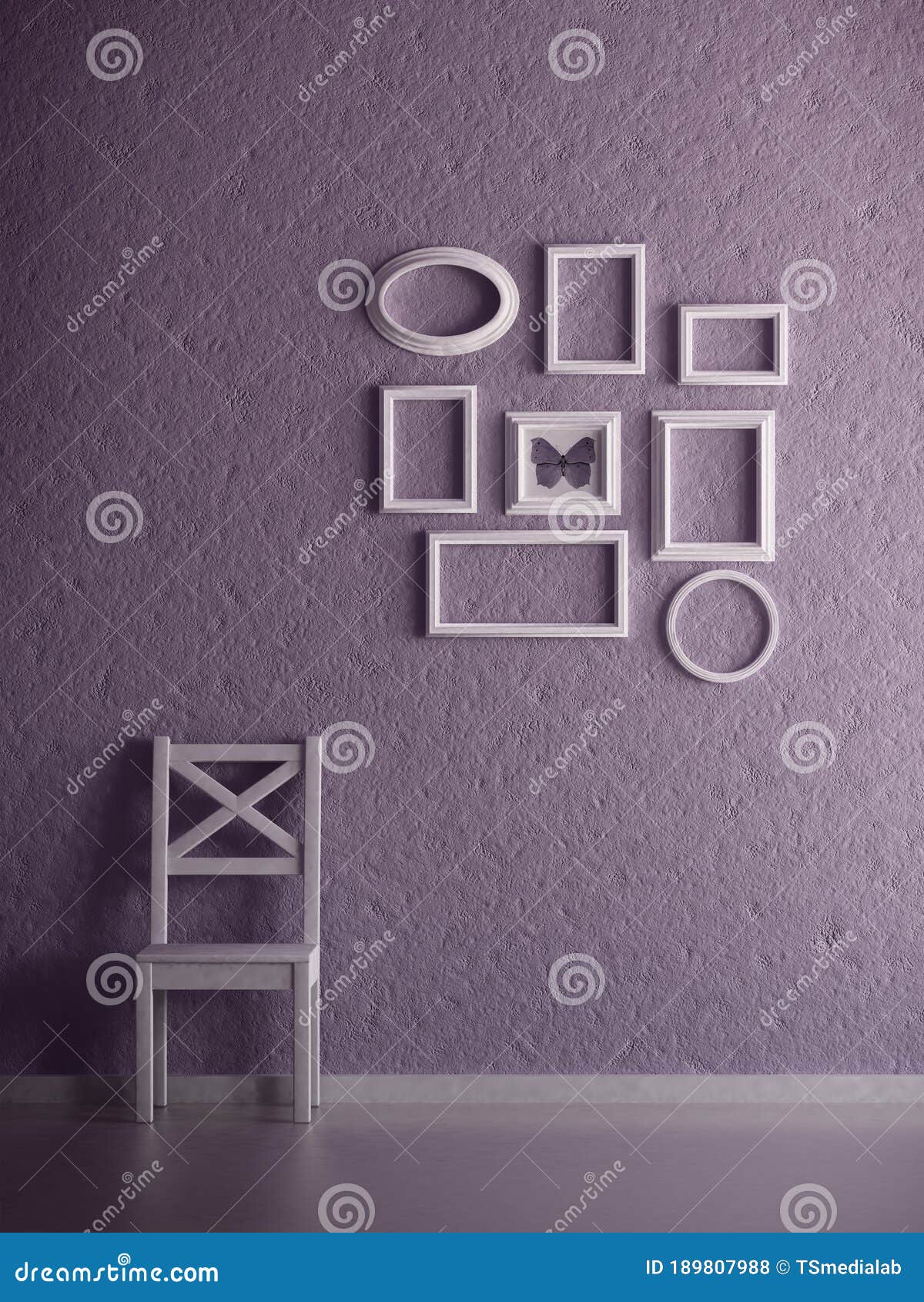 Photo Frames on Wall in Vintage Interior Design Stock Photo - Image of ...