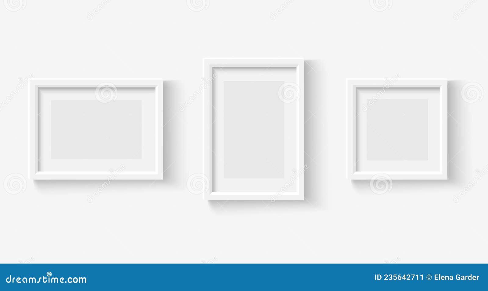 Photo Frames on Wall. White Picture Frame Set Stock Vector ...