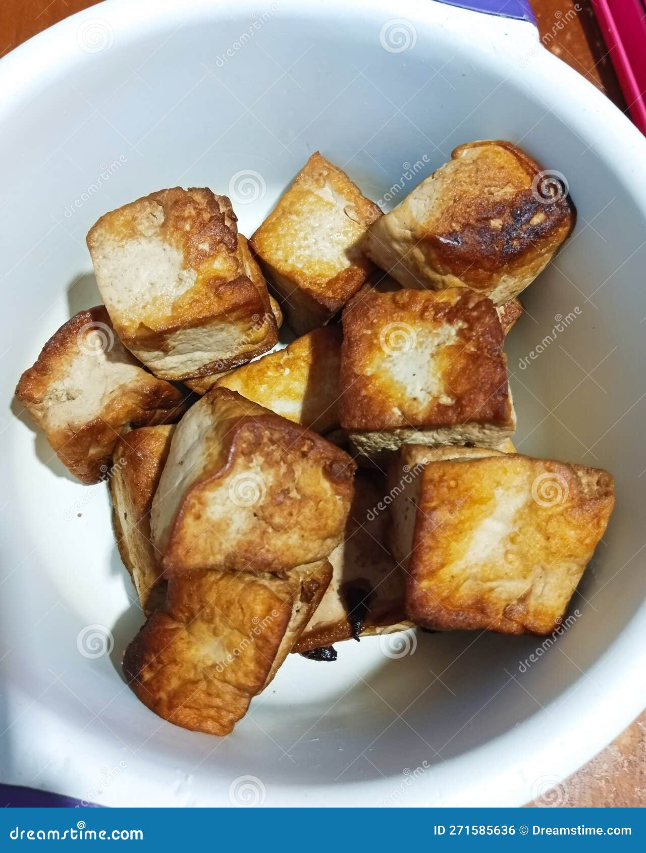 Photo of Fried Tofu in a Basin Container Stock Photo - Image of food ...