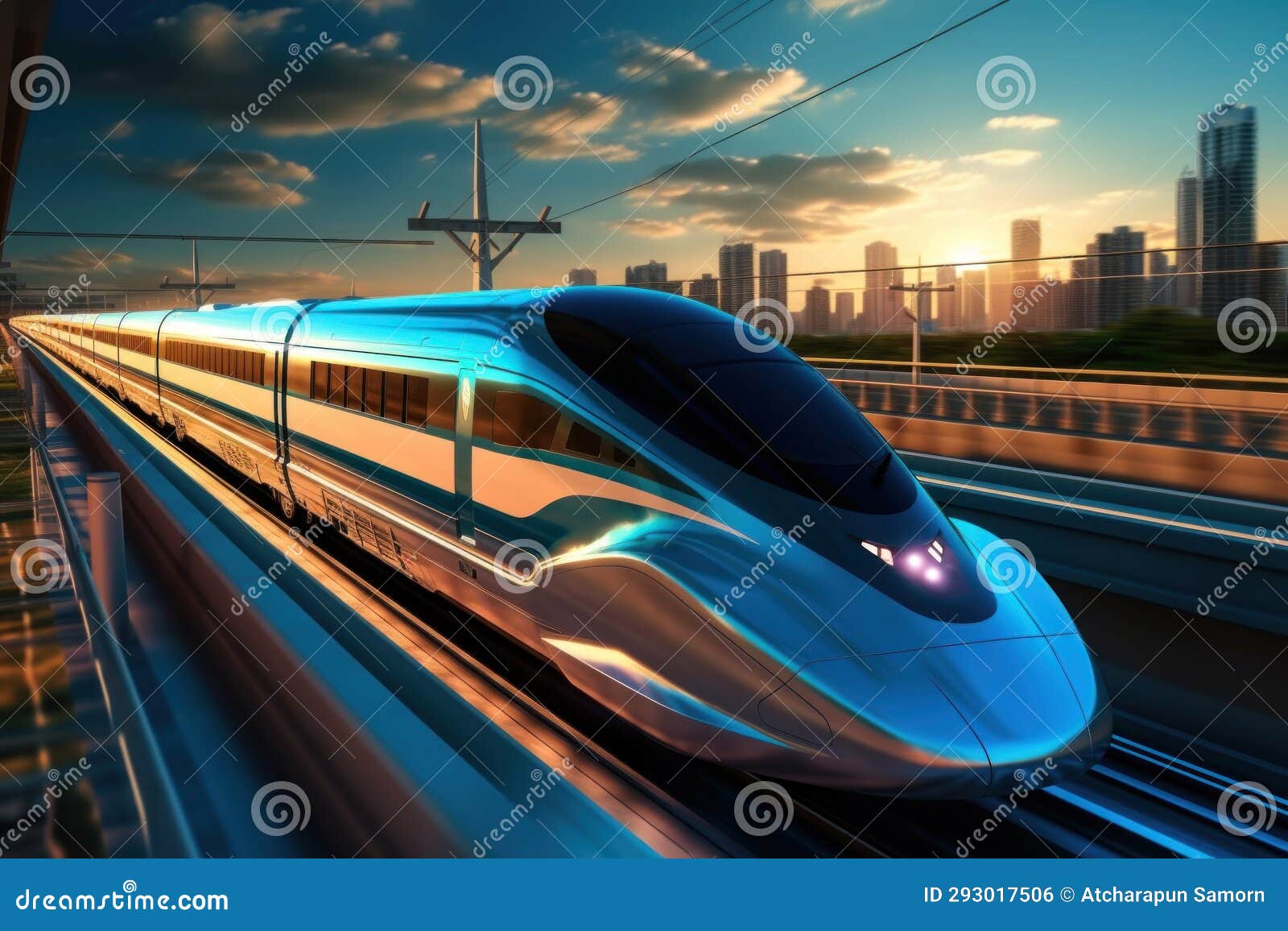 Photo of Futuristic and Modern Bullet Train Concept Stock Illustration ...