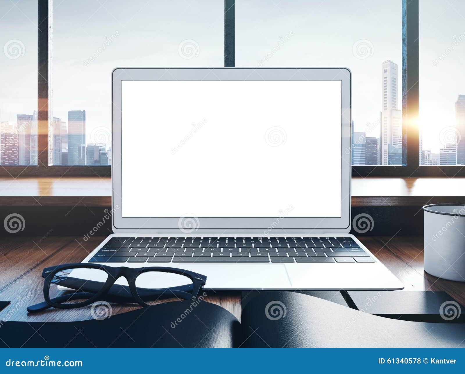 Photo of Generic Laptop on a Workspace with Stock Photo - Image of ...
