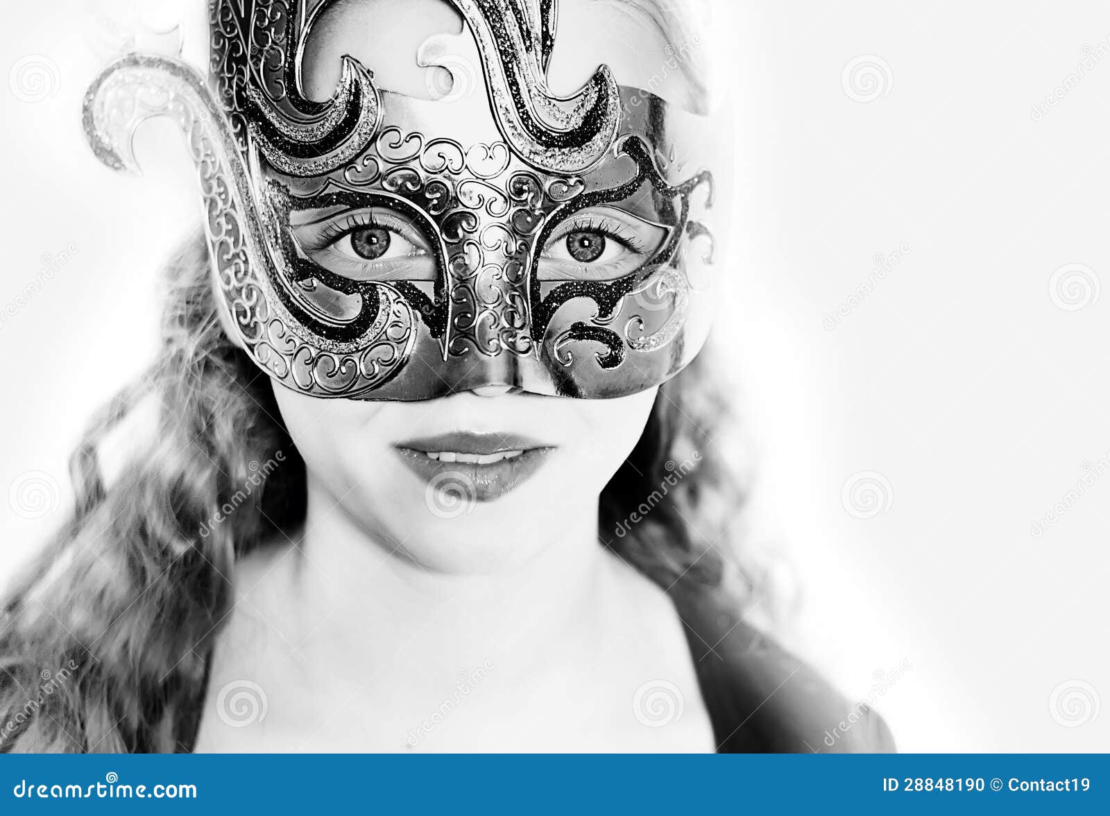 Photo of Girl Face in a Mask Stock Photo - Image of holiday, face: 28848190