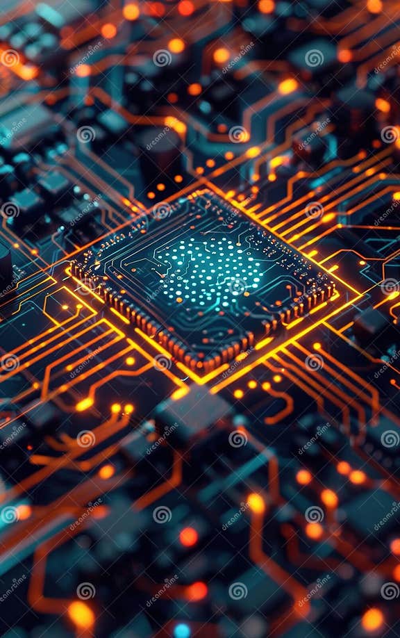 Photo of a Glowing AI Icon Embedded within a Circuit Board Symbolizing ...