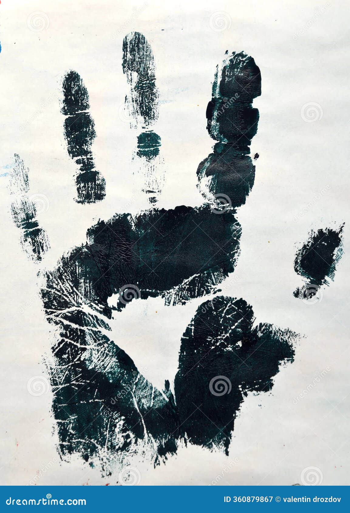 Photo of a Handprint on Dirty White Paper Stock Image - Image of sketch ...