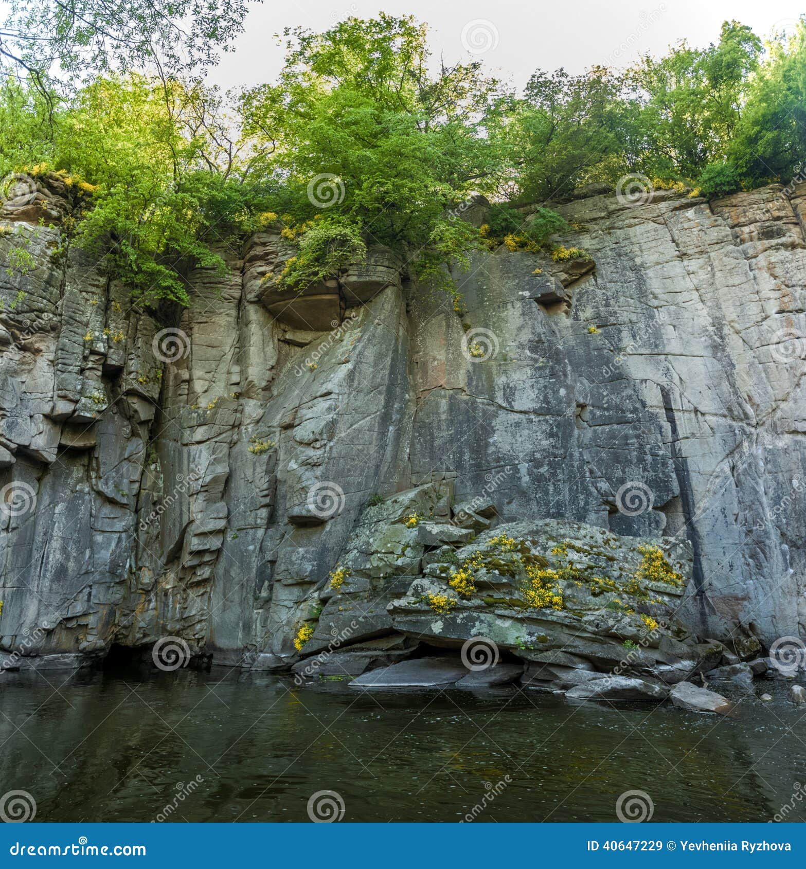 Photo of High Rock Wall on Mountain River Stock Image - Image of ...