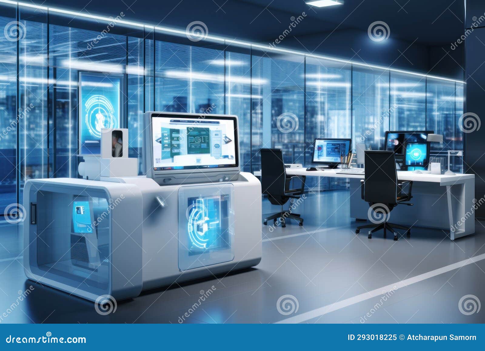 Photo of a High Tech Office Environment with Biometric Access Stock ...