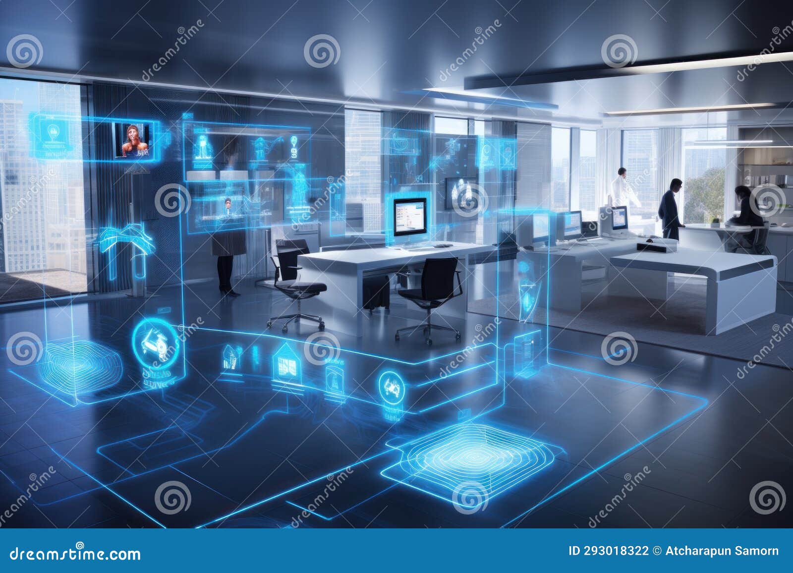 Photo of a High Tech Office Environment with Biometric Access Stock ...