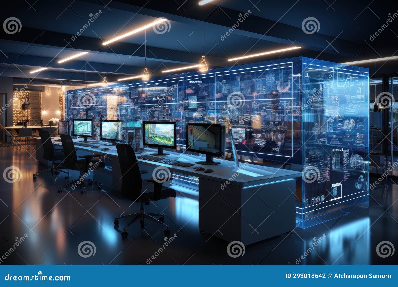 Photo of a High Tech Office Environment with Biometric Access Stock ...