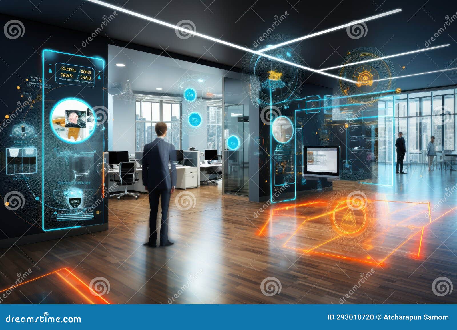 Photo of a High Tech Office Environment with Biometric Access Stock ...