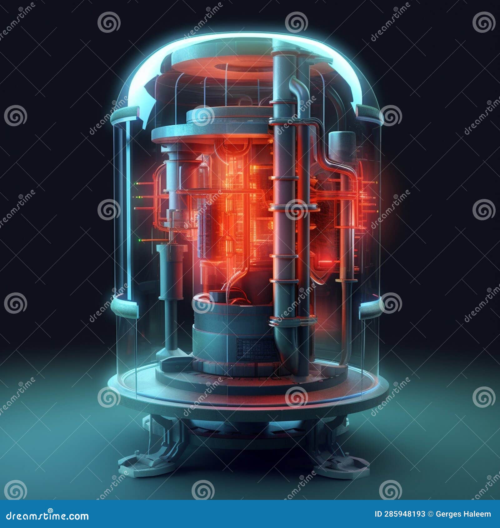 Photo Highttech Plasma Quantum Computer Tube with Glowing Energy Inside ...