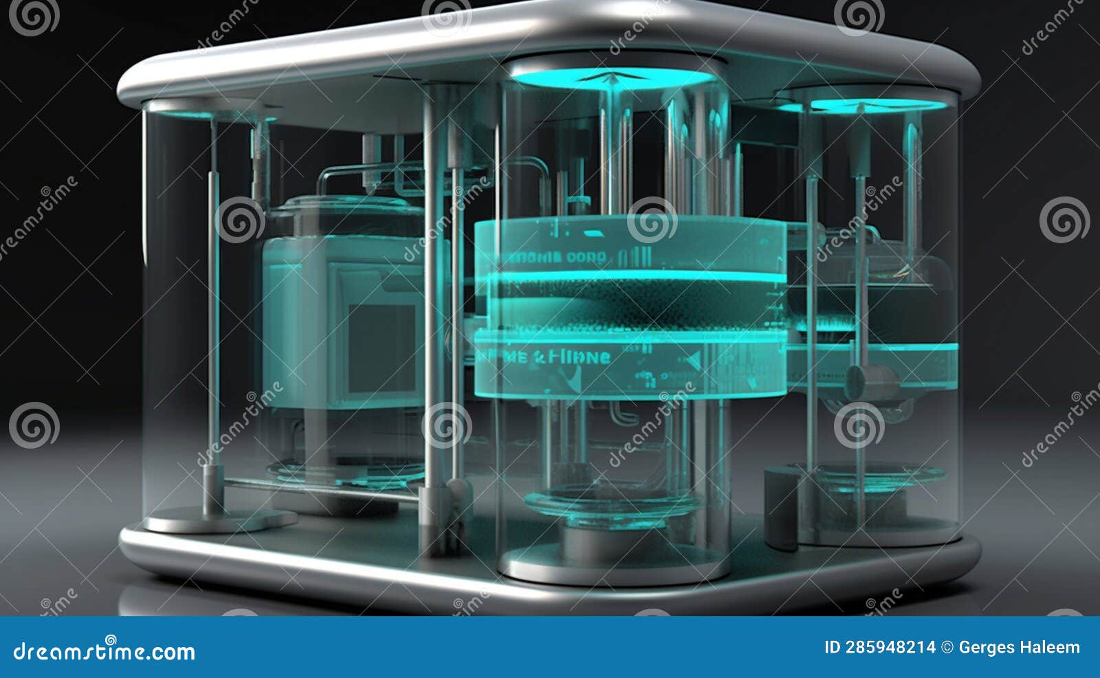 Photo Highttech Plasma Quantum Computer Tube with Glowing Energy Inside ...