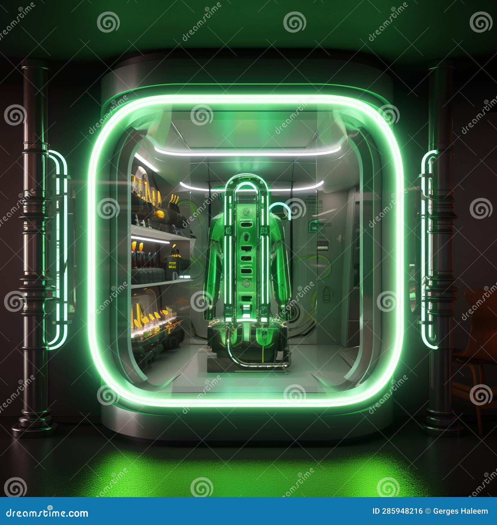 Photo Highttech Plasma Quantum Computer Tube with Glowing Energy Inside ...