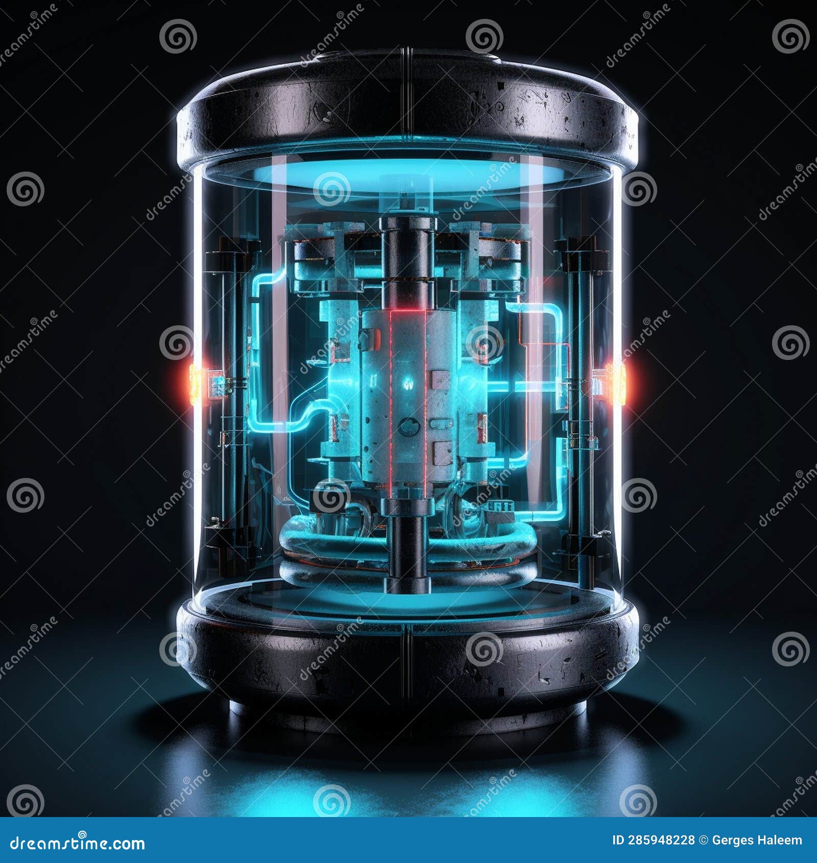 Photo Highttech Plasma Quantum Computer Tube with Glowing Energy Inside ...