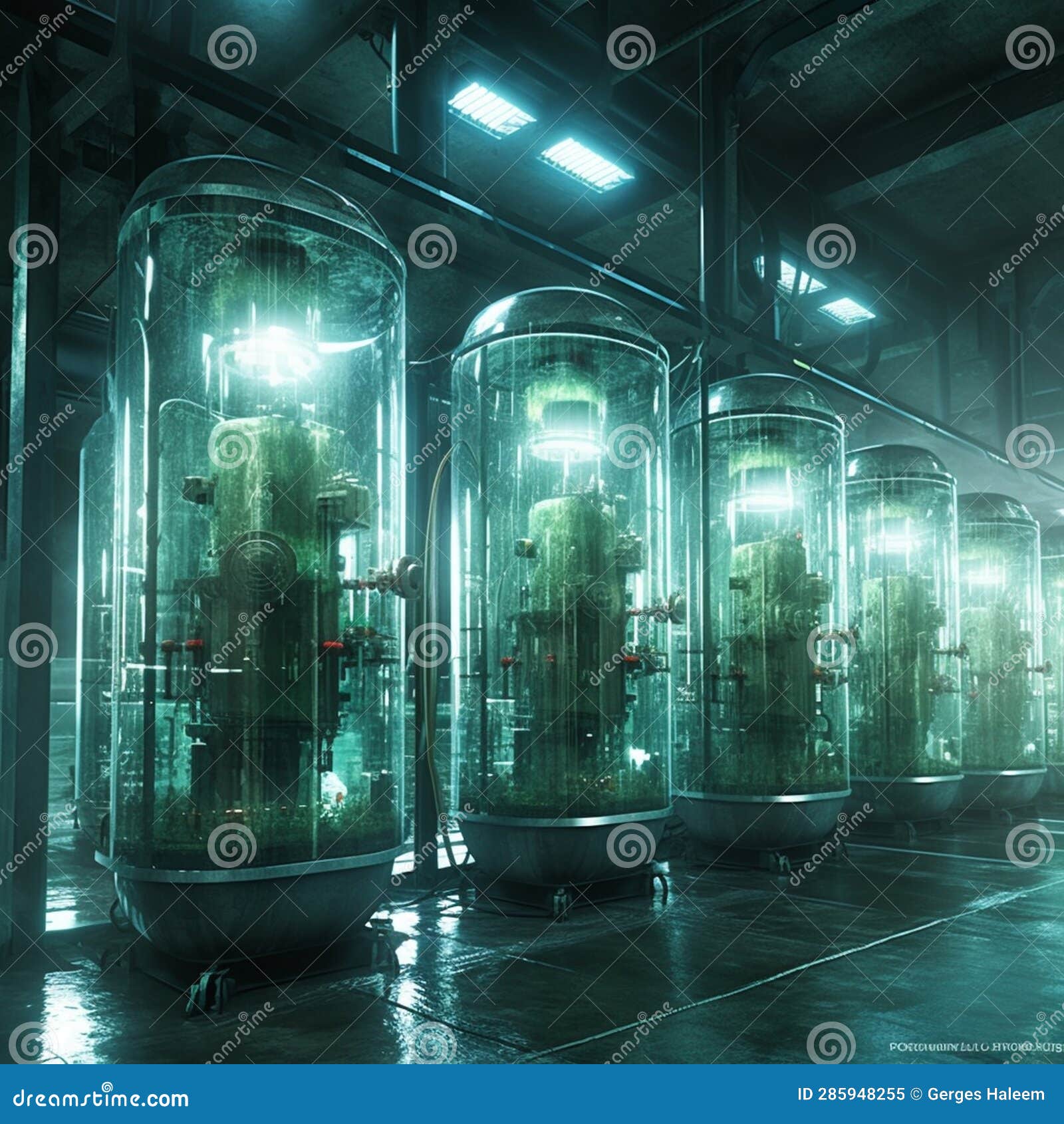 Photo Highttech Plasma Quantum Computer Tube with Glowing Energy Inside ...