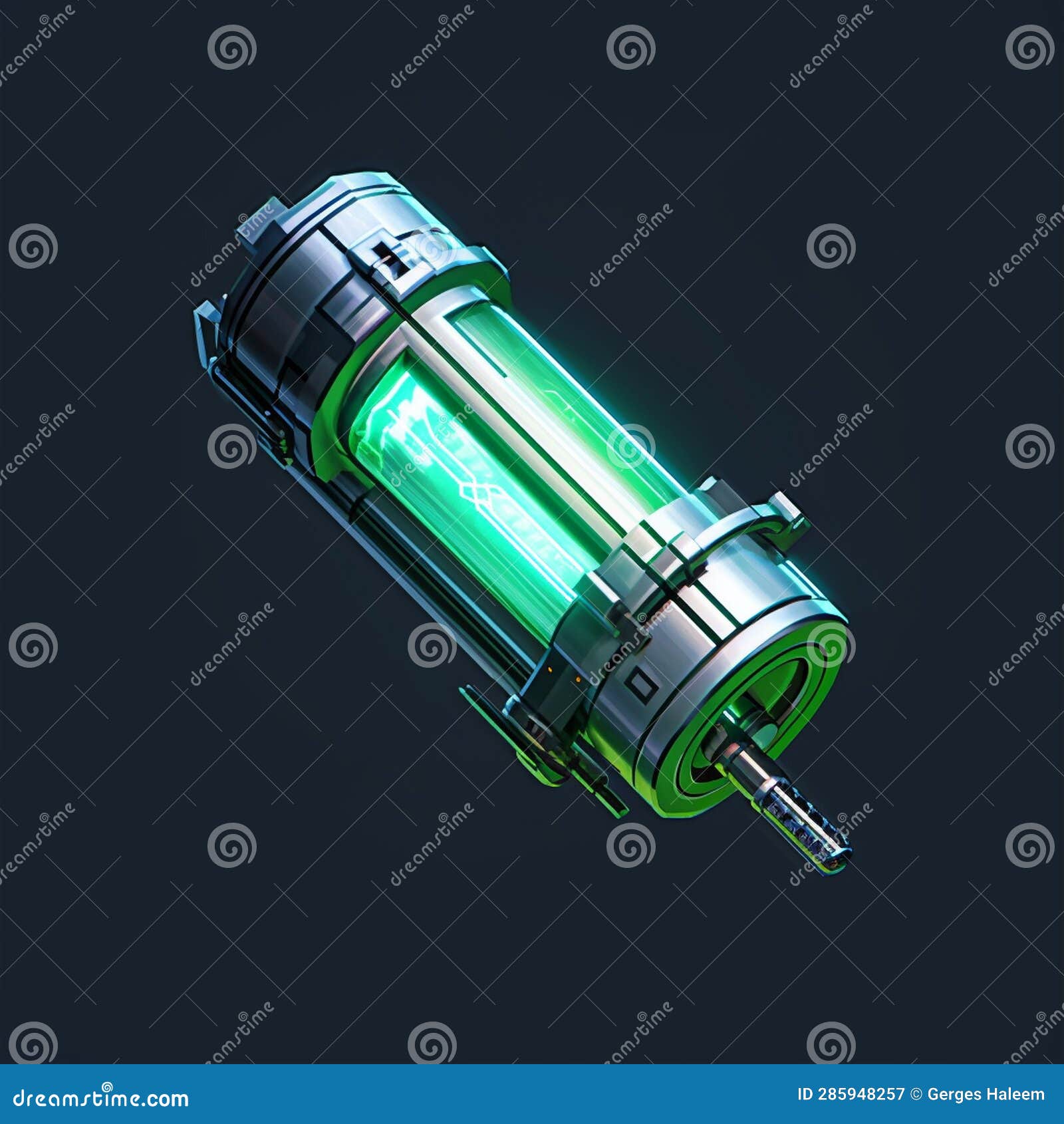 Photo Highttech Plasma Quantum Computer Tube with Glowing Energy Inside ...